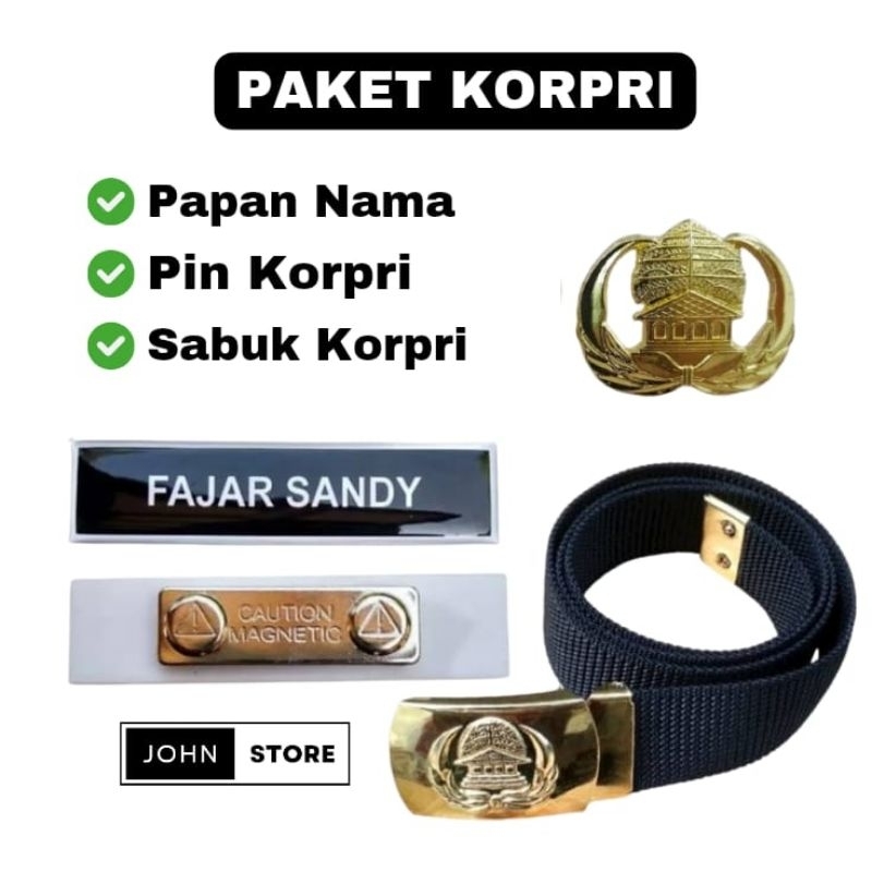 Jual Paket Name Tag ASN (Papan Nama Pin Korpri Dan Sabuk) | Shopee ...