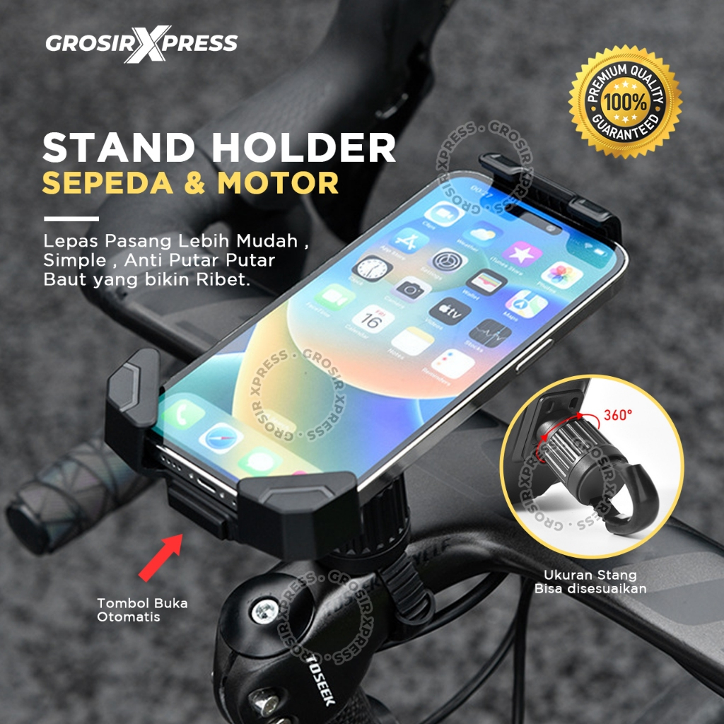 Jual Holder Hp Motor Stang Autolock Phone Holder Sepeda Motor Stand ...