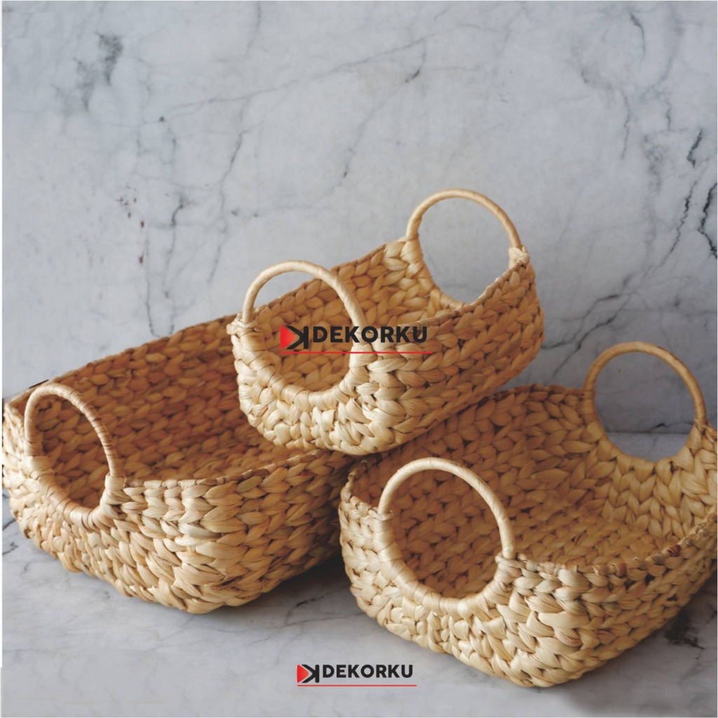 Jual Keranjang Enceng Gondok Cantik dengan Handle untuk Buah, Makanan ...