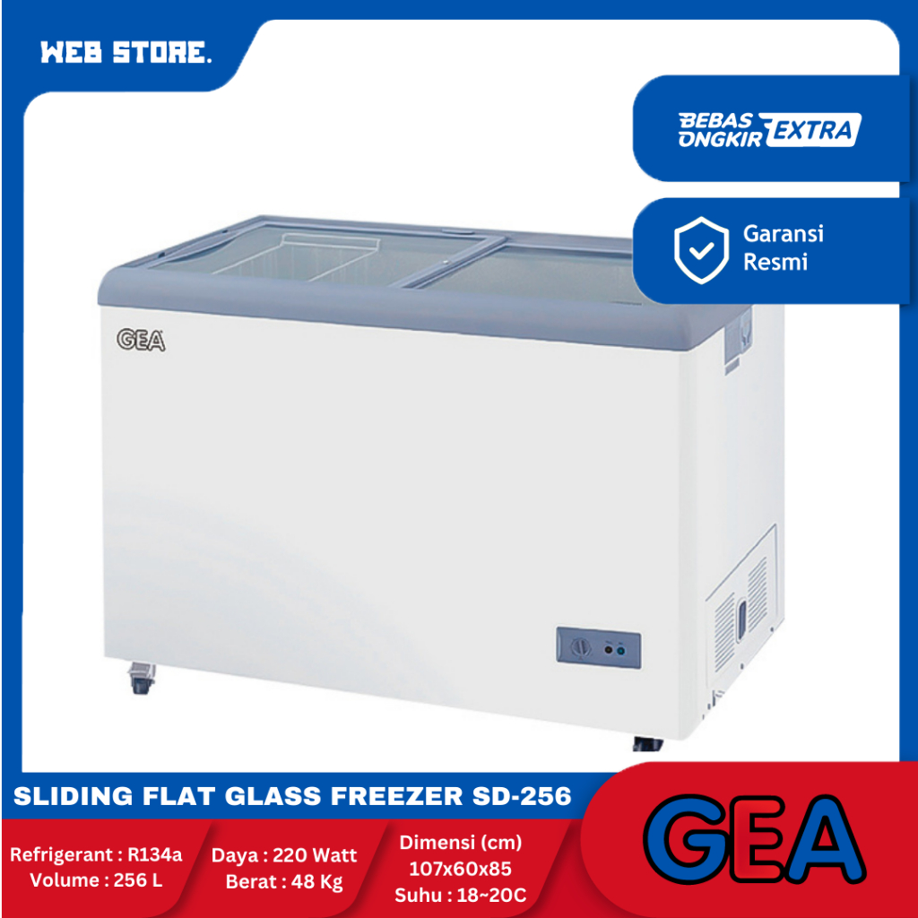 Jual Sliding Flat Glass Freezer 256 Liter Kaca Datar SD-256 GEA ...