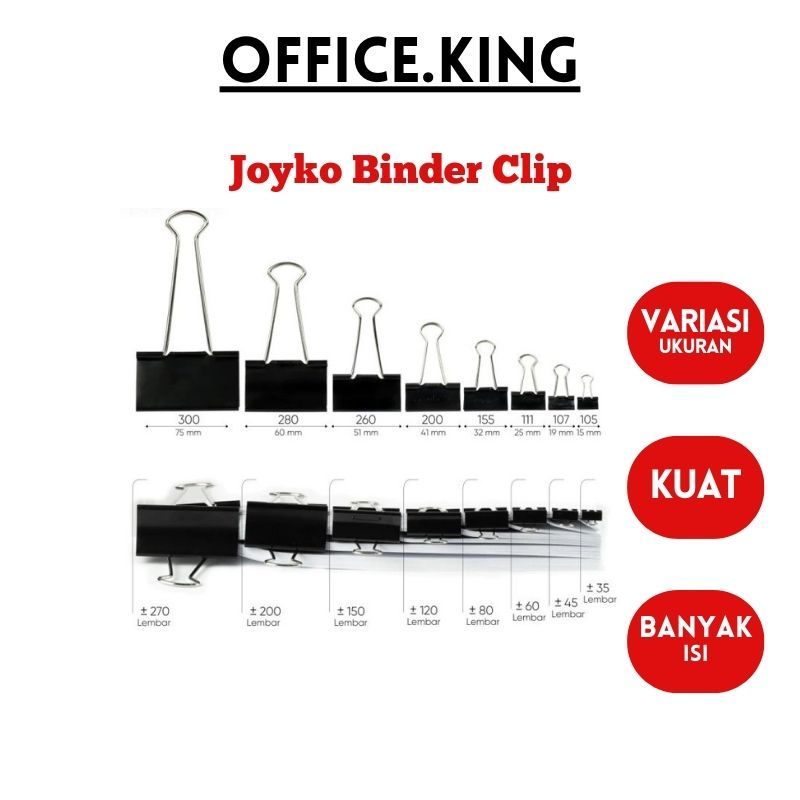 Jual JOYKO BINDER CLIP NO.280 PENJEPIT KERTAS | Shopee Indonesia