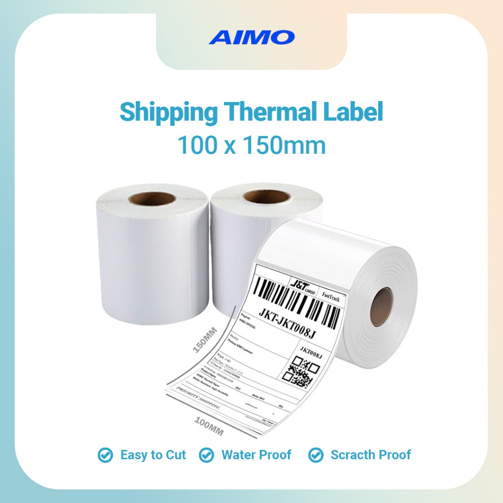 Jual AIMO Thermal Paper 100 x 150mm A6 - 500 pcs - Sticker Label Kertas Resi Shipping Label ...