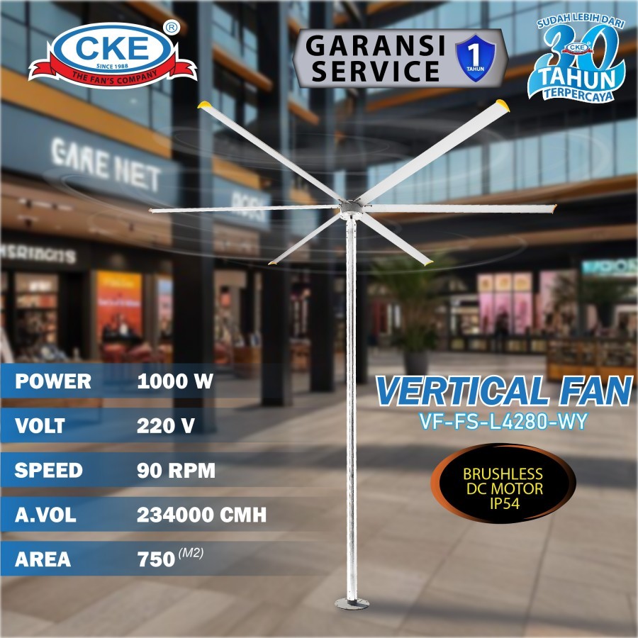 Jual CKE Industrial Standing HVLS Airpole Fan VF-FS-L4280-WY size 4.2 ...