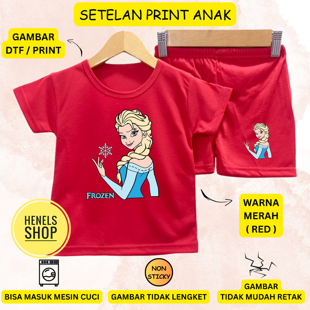 Jual Setelan Anak Printing Usia 3 - 7 Tahun Gambar Print Setelan Pendek ...