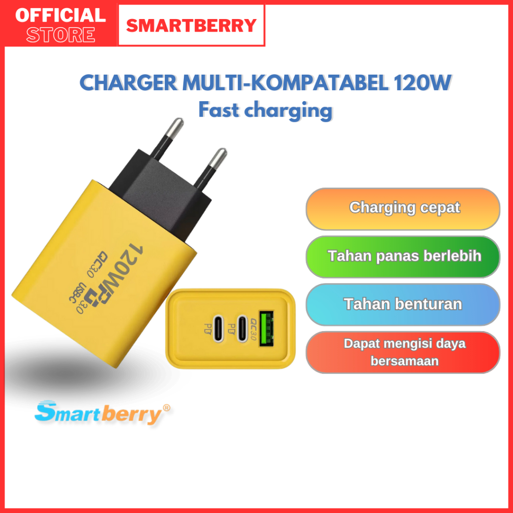 Jual Smartberry Kepala Charger Quick Charging Dual Type-C & USB 120W ...