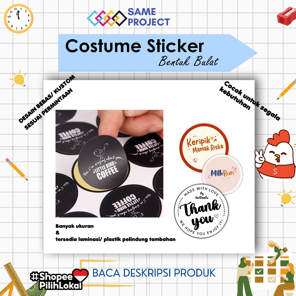 Jual CETAK STICKER BULAT CUSTOM PER PCS- CETAK STIKER KEMASAN / LABEL ...