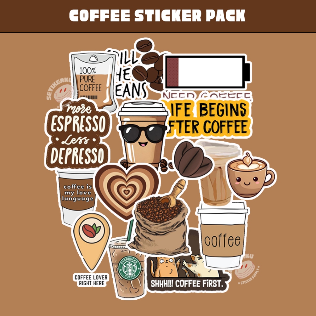 Jual Coffee Sticker Pack A6 (16pcs) | Shopee Indonesia