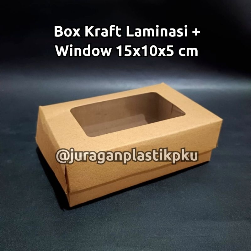 Jual Box Kraft Laminasi + Window 15x10x5 cm | Dus Kemasan Brownies Mini ...