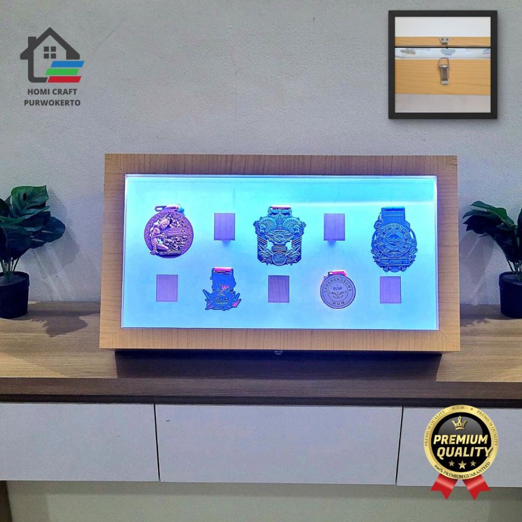 Jual Frame Custom Medali LED Kotak Penyimpanan Kayu Box Medali Running ...