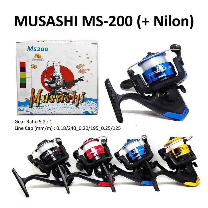 Jual Reel Spinning MUSASHI MS-200 + NILON | Shopee Indonesia