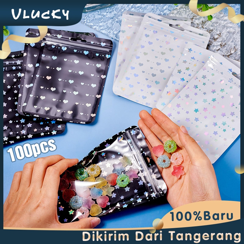 Jual 1 Bag Plastik Ziplock Hologram Isi 100 Fancy Plastik Ziplock Star ...