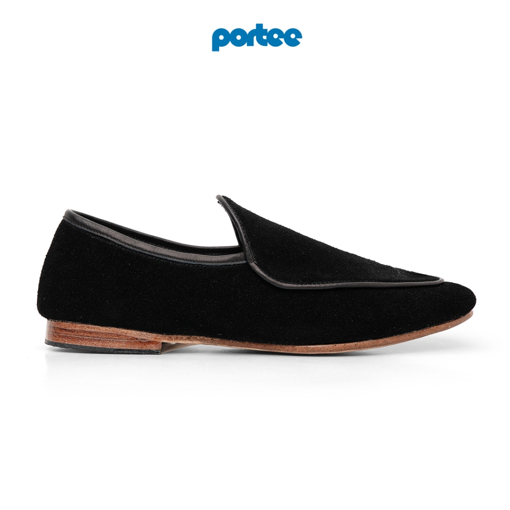 Jual Sepatu Kulit Pria Portee Goods Loafers Belgian Suede Hitam ...