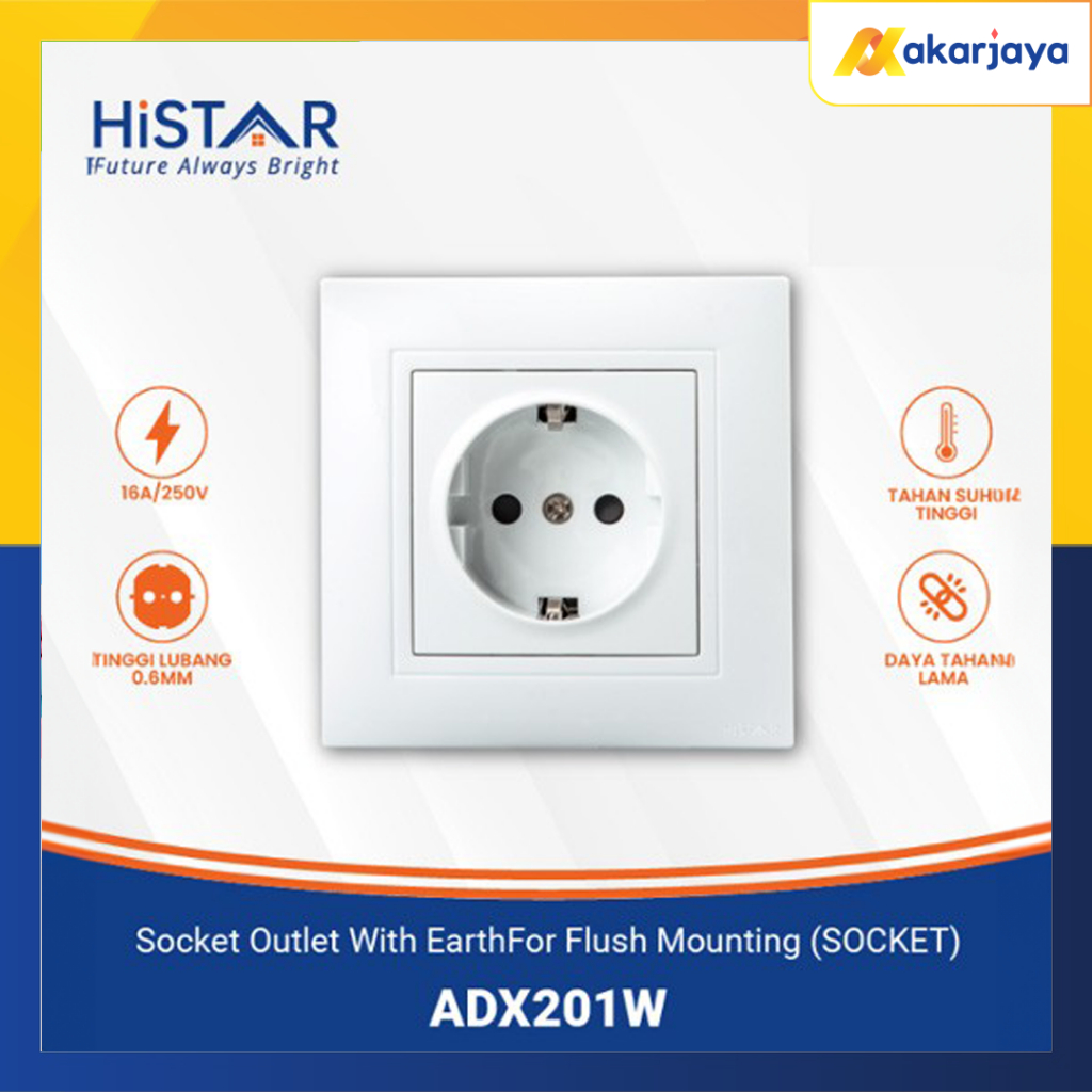 Jual HISTAR ADX201W Soket Colokan Dinding Listrik Wall Socket Mounting ...