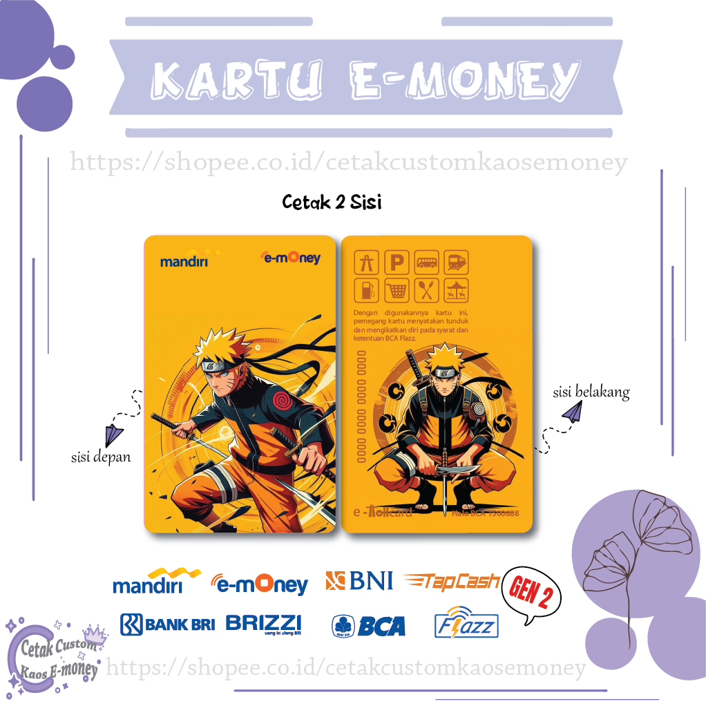 Jual KARTU EMONEY ETOLL ANIME NARUTO JEPANG BORUTO MANDIRI EMONEY BNI ...