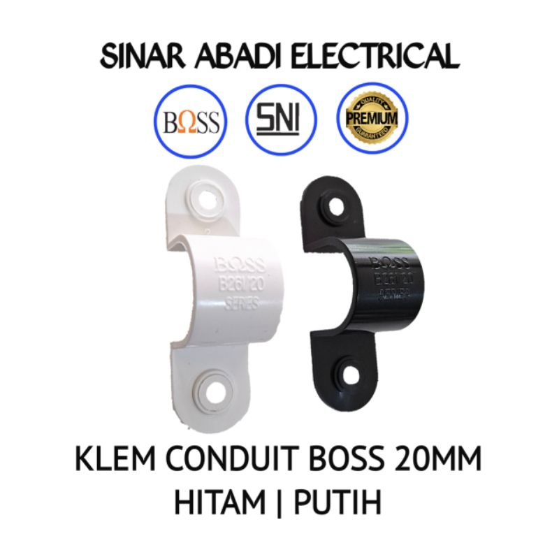 Jual BOSS Klem Pipa Conduit 20mm Clamp Pipa Conduit 20 mm - Hitam/Putih ...