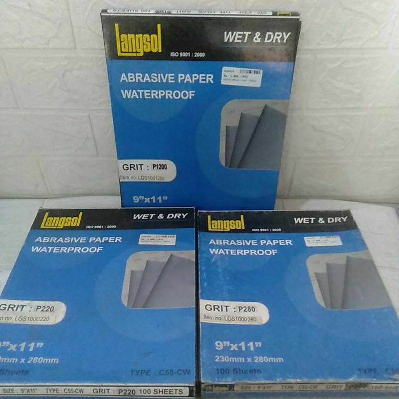 Jual KERTAS AMPLAS LEMBARAN WATERPROOF LANGSOL 220, 280,1200 | Shopee ...