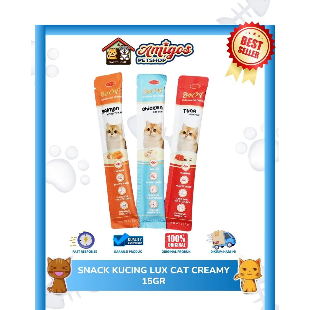Jual Snack Kucing Lux Cat Creamy 15gr - 1 pc - Rasa Chicken - Tuna ...