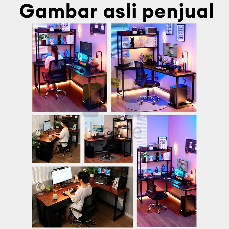 Jual Meja Gaming Karbon Serat Meja Komputer Shaped L Meja Kantor ...