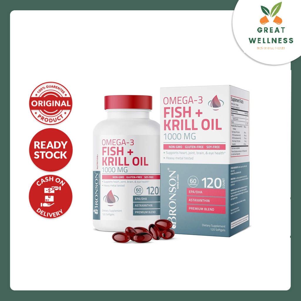 Jual (ORIGINAL) Bronson Omega-3 Fish Krill Oil 1000 MG EPA DHA ...