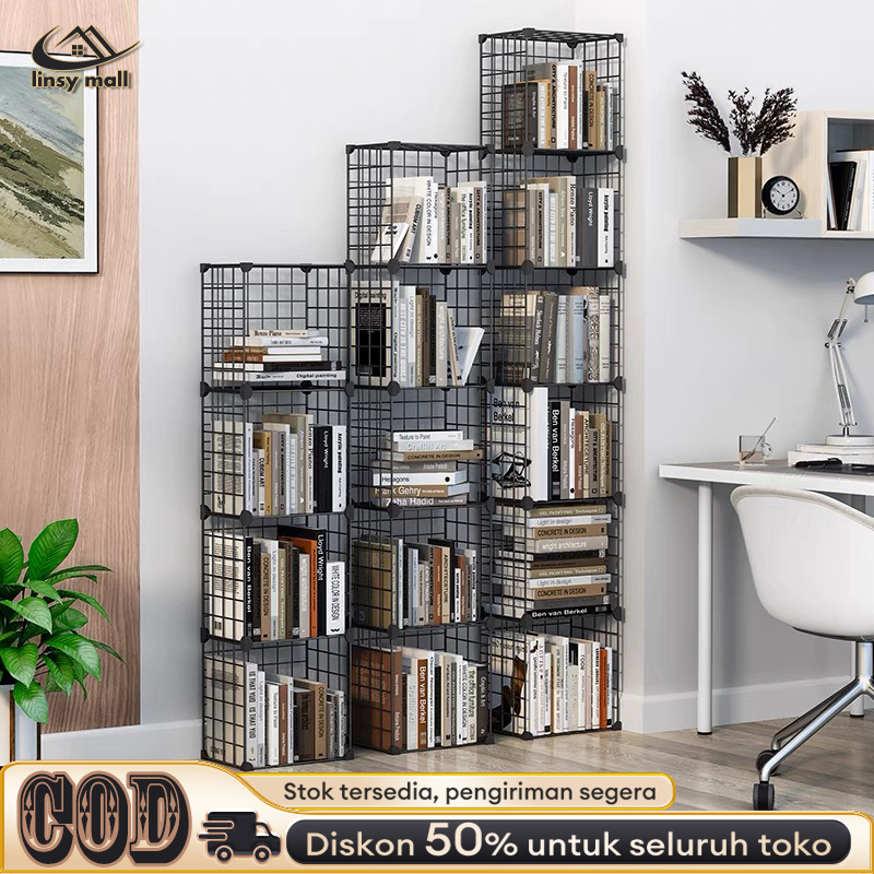 Jual Rak Buku Susun Besi Rak Bongkar Pasang Rak Toys Storage Box Rak ...