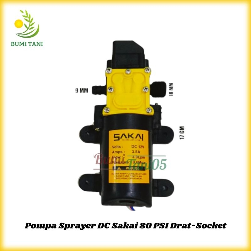 Jual Pompa Air DC 12V Sprayer Elektrik Dinamo Pump 80PSI Drat-Socket ...