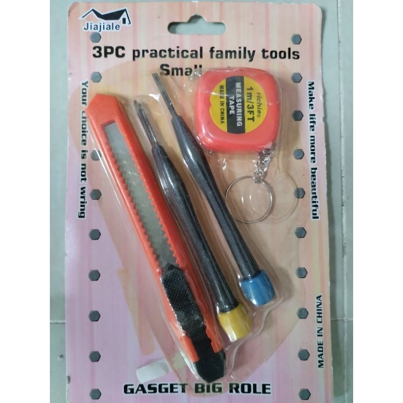 Jual Obeng mini min dan plus lengkap cutter dan meteran | Shopee Indonesia