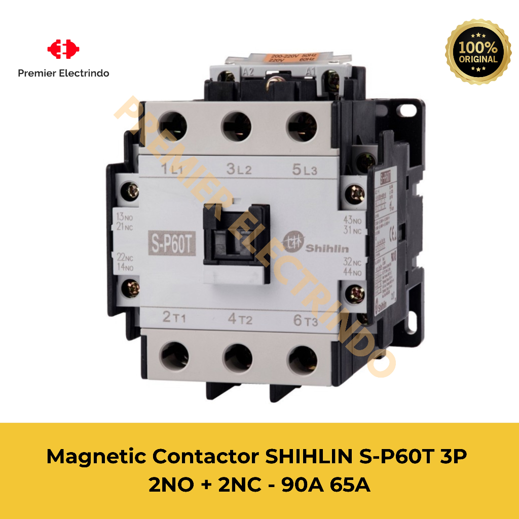 Jual Magnetic Contactor SHIHLIN S-P60T / SP60T 3P 2NO + 2NC 90A 65A ...