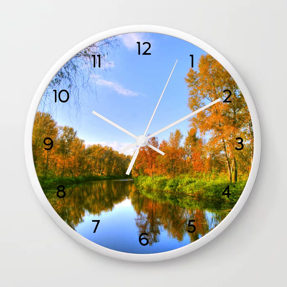 Jual Jam dinding tembok hias pemandangan alam jam modern minimalis ...