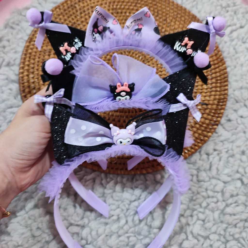 Jual bando viral sanrio boneka kuromi kuping import glitter bando lucu ...