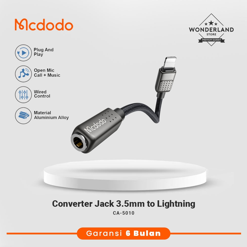 Jual Mcdodo Lightning Audio Converter to Jack 3.5mm support Mic Stereo ...
