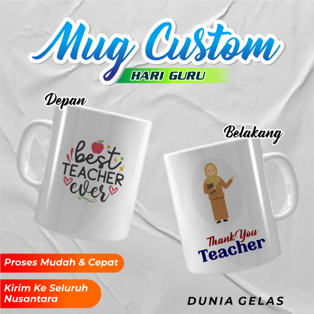 Jual Mug Custom Tema Guru / Kado Guru / Hadiah Guru - terima kasih guru ...