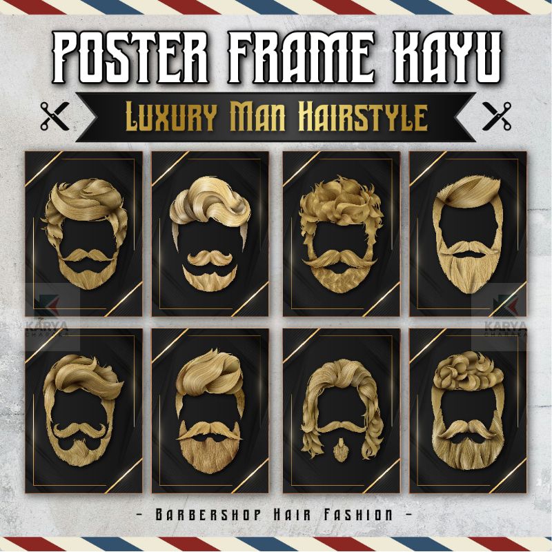 Jual POSTER BARBERSHOP / PANGKAS RAMBUT FRAME KAYU - LUXURY GOLD ...