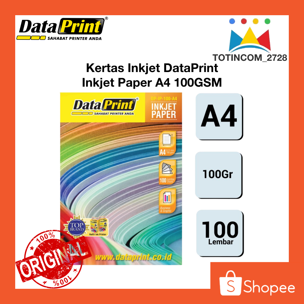 Jual Kertas Foto Dataprint Inkjet Paper 100 Gsm Doff ukuran A4 Sedikit ...