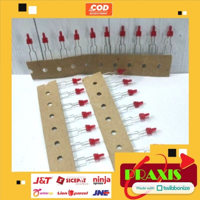 Jual Led 2 mm Pipih Gepeng Merah 3 Volt 10 Pcs | Shopee Indonesia