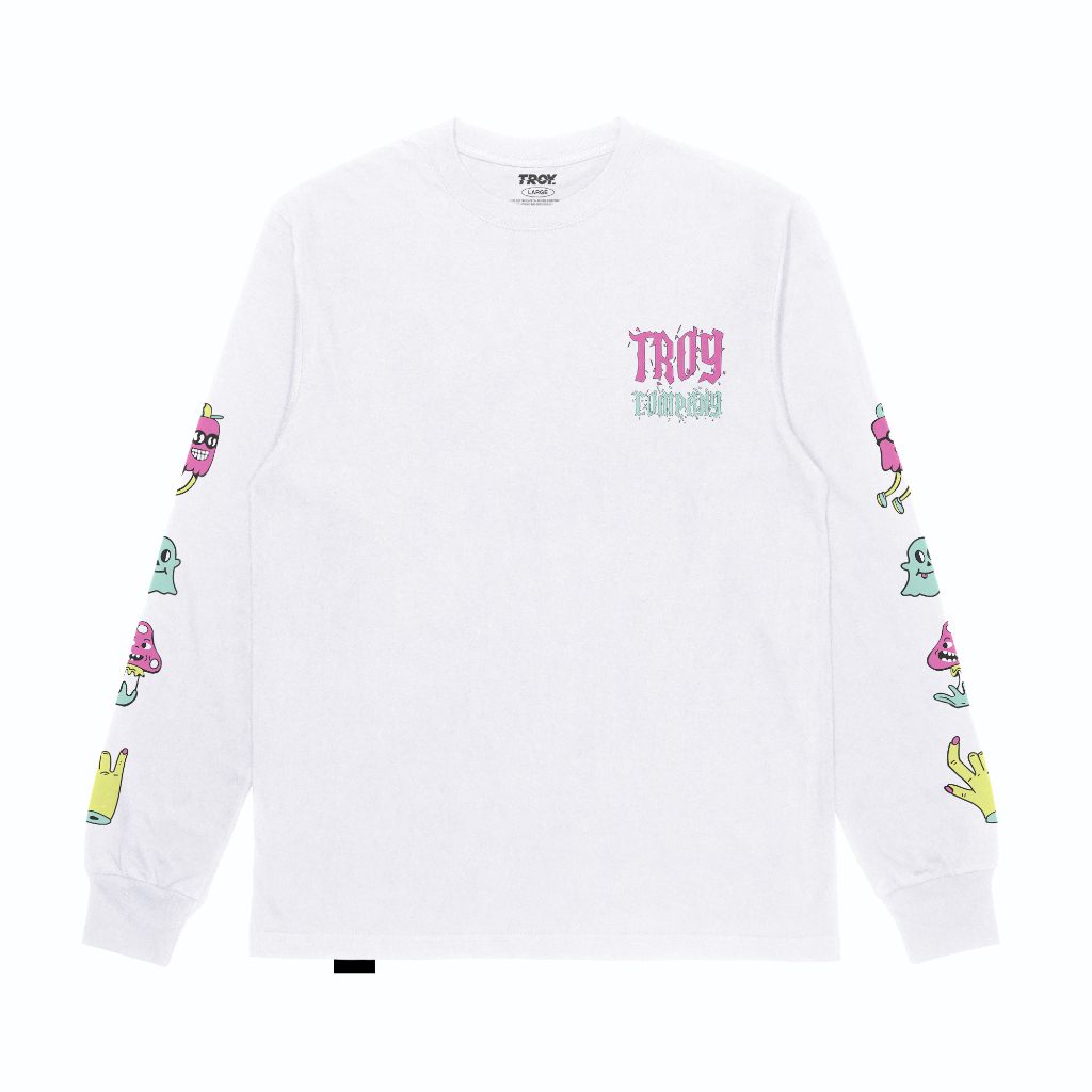Jual Troy Company Longsleeve Tshirt White Cute Spooky - Kaos Lengan Panjang Putih LS 2807 ...