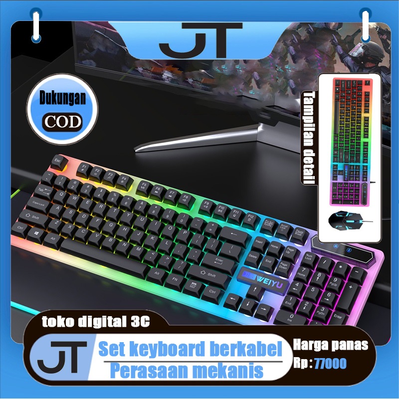 Jual JT Paket Keyboard hp dan Mouse Combo RGB Keyboard pc LED usb untuk ...