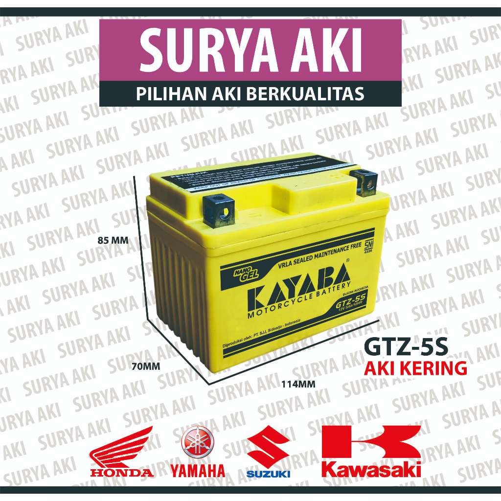 Jual Aki KAYABA GTZ5S Aki Kering Motor Beat FI Vario 110 Verza | Shopee ...