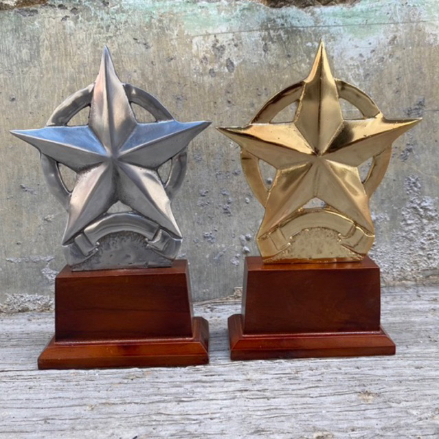 Jual Trophy piala logam cor anti pecah motif bintang polos gold dan ...