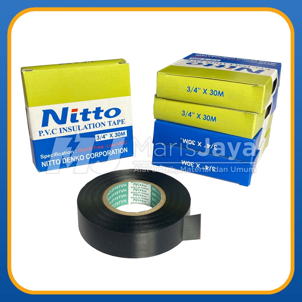 Jual Isolasi Listrik Nitto Original - Nitto Warna Hitam Ukuran 3/4"x30m ...