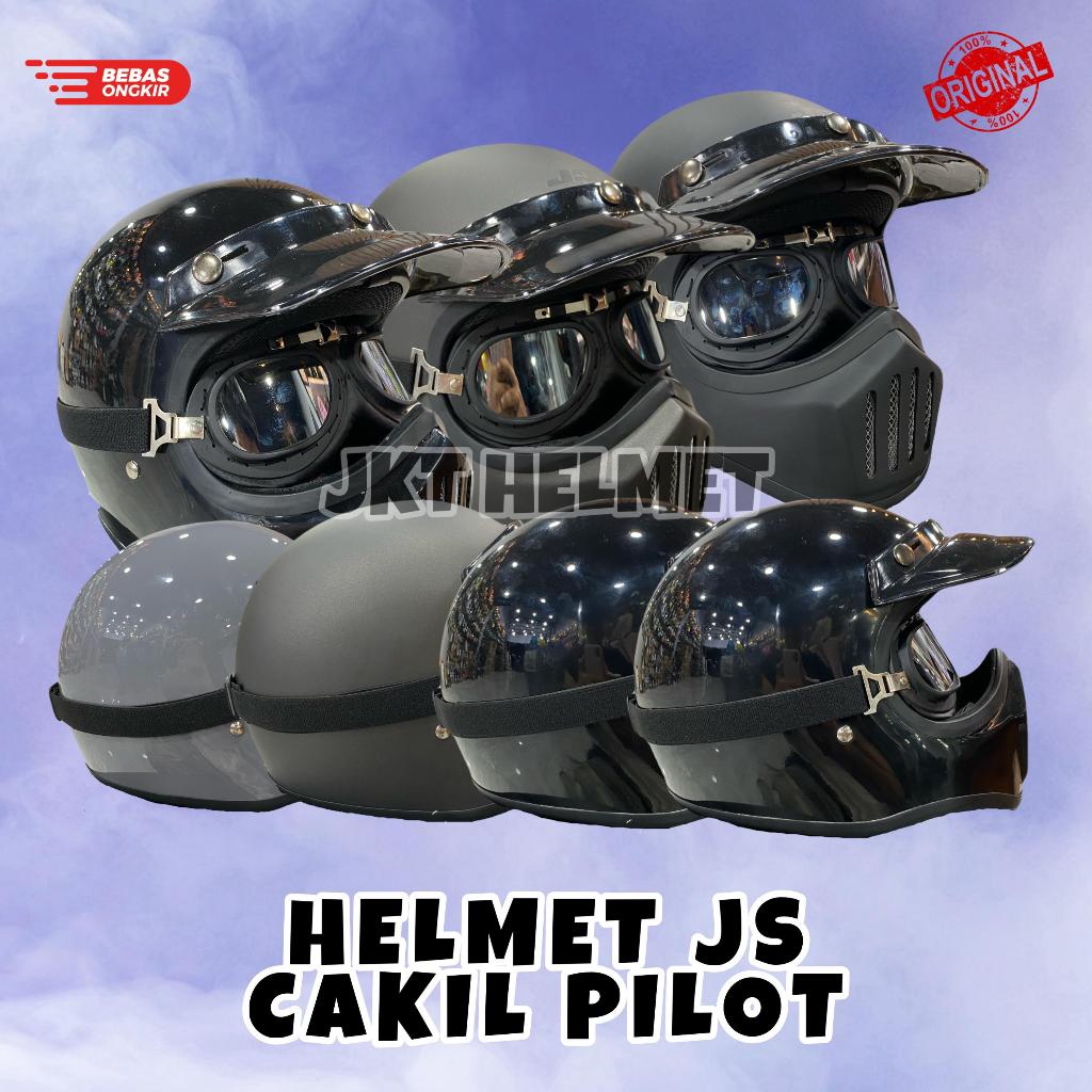 Jual JS HELMET RETRO PILOT / FULL FACE CAKIL / HELMET MURAH | Shopee ...