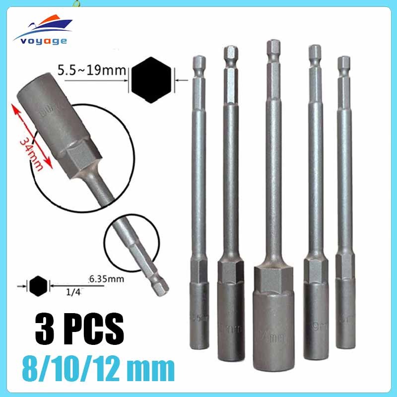 Jual 3pc Adapter Soket Kunci Pas Extension Hex Nut Driver Ukuran 150mm-8/10/12MM | Shopee Indonesia