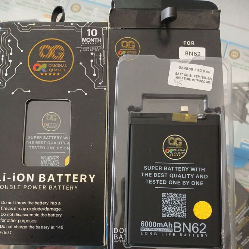 Jual baterai xiaomi redmi 9t bn-62 baterai poco m3 bn62 og super dobel ...
