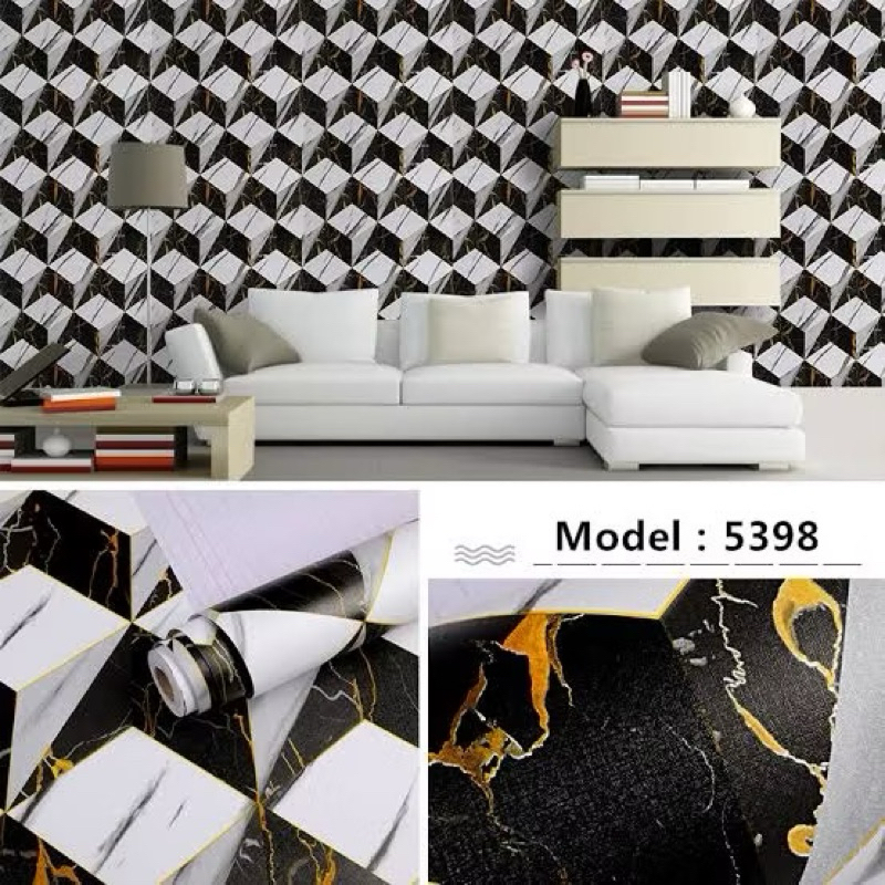 Jual WALLPAPER STICKER MOTIF MARBEL MARMER WALLPAPER DAN LEM KUNING ...