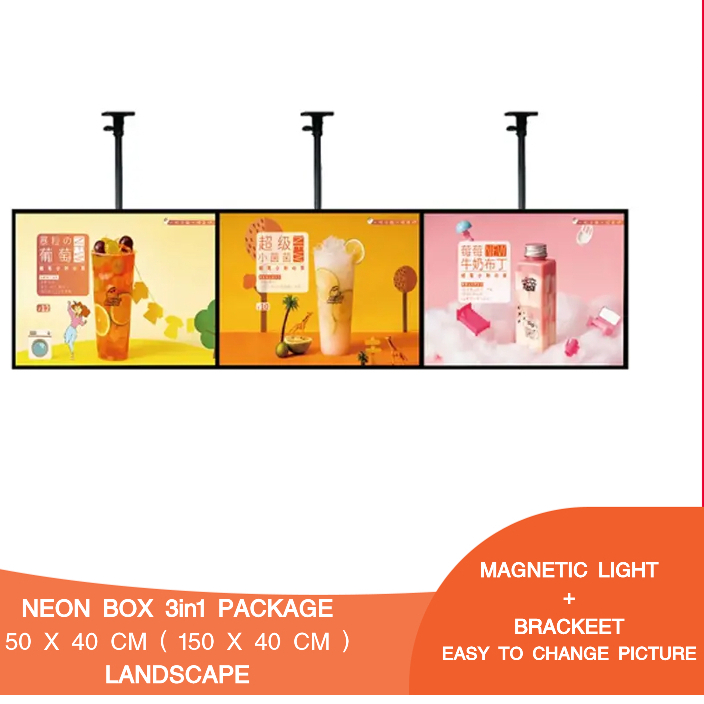 Jual NEON BOX SLIM LED LIGHT BOX Menu Paket 3in1 40x50cm ( 150x40cm ...