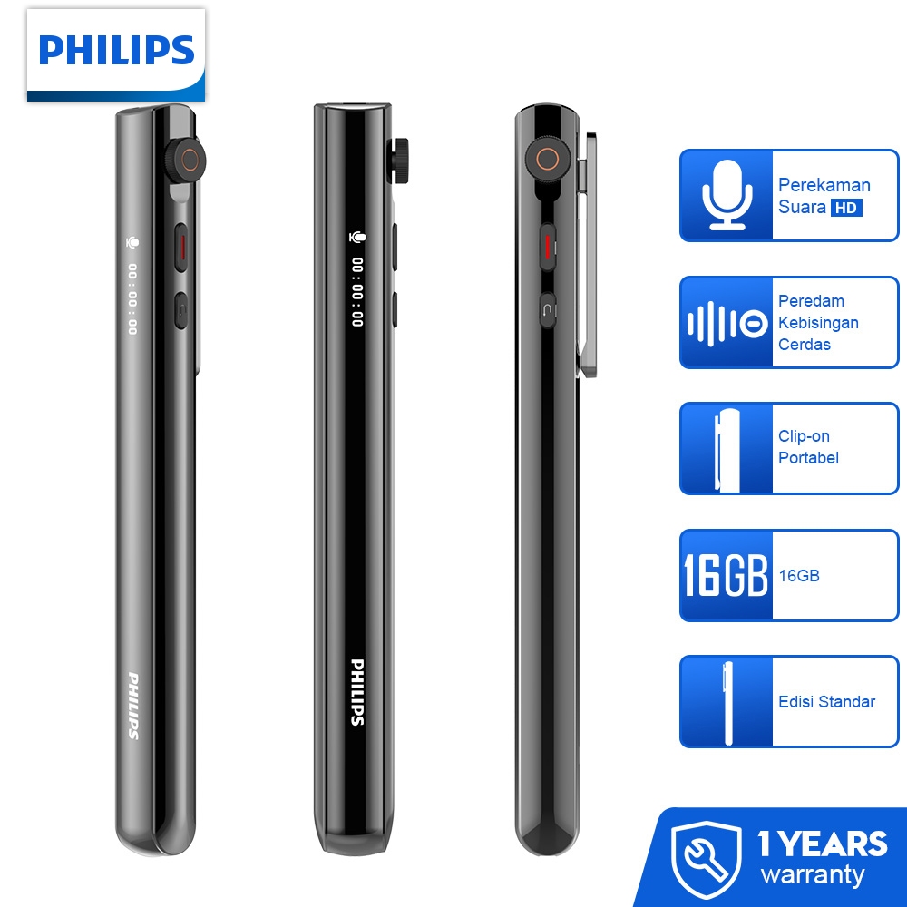Jual Philips VTR5130 Bluetooth Voice Recorder Perekam Suara 16GB ...