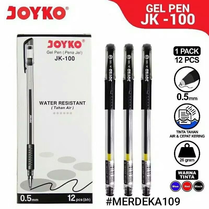 Jual (12pcs) Pulpen Gel JOYKO JK-100 / Bolpoin JOYKO JK-100NT / Pulpen ...