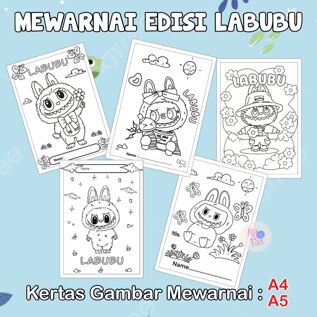 Jual Kertas gambar mewarnai Labubu / isi 10 lembar / untuk anak tk paud ...