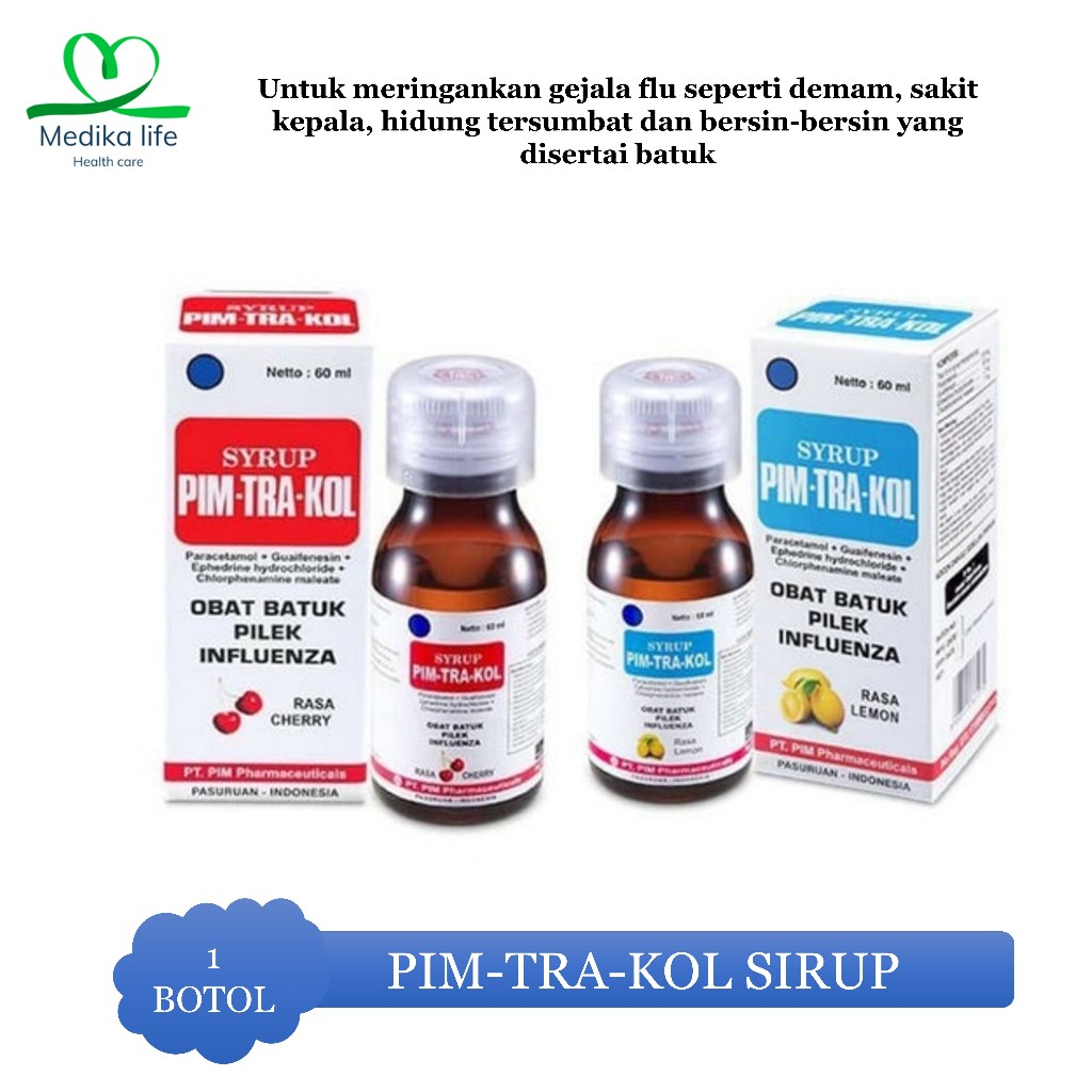 Jual PIMTRAKOL OBAT BATUK PILEK ANAK RASA CHERRY 60ML dan Lemon / Pim ...