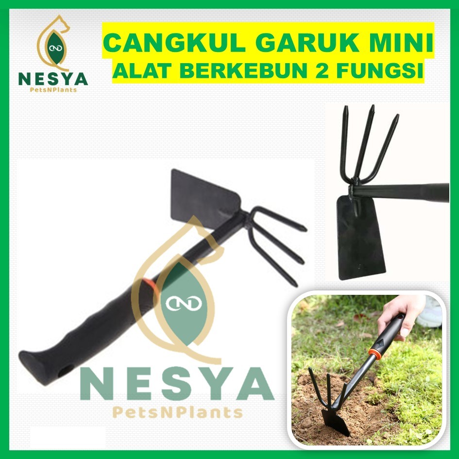 Jual Alat Kebun Taman 2 Fungsi / Pacul Cangkul Garpu Garukan Tanah Mini ...