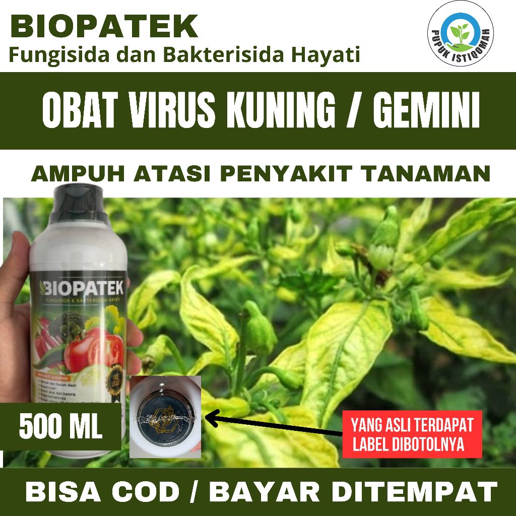 Jual BIOPATEK - Obat Cabe Daun Kuning Keriting dan Rontok Terbaik 500 ML - Pupuk Kalsium Cabe ...
